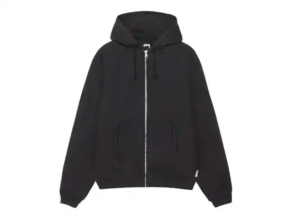 StüSsy Fleece Raglan Zip Hoodie - Washed Black | Editorialist